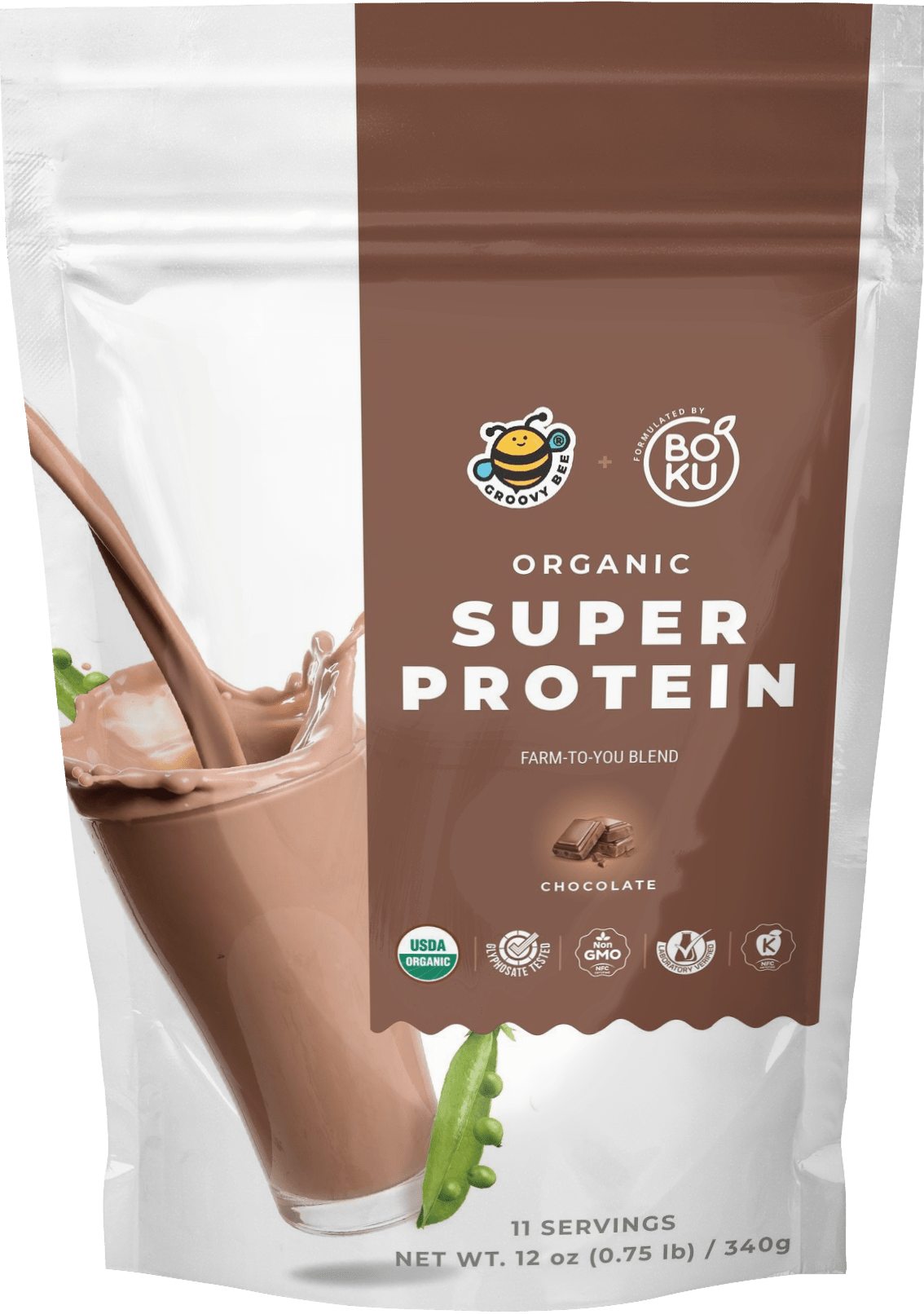 Organic Super Protein - Chocolate 12oz (0.75 lb) / 340 g – BoKU® Superfood